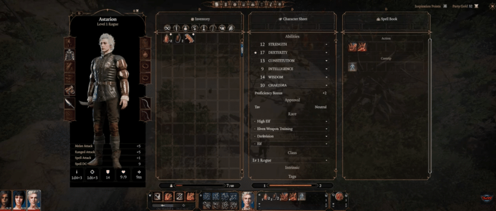 Baldur’s Gate 3 – Chapter 1: Default Astarion Loadout: Inventory ...